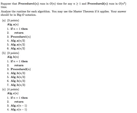 Solved Suppose That Procedure1n Runs In On Time For Any