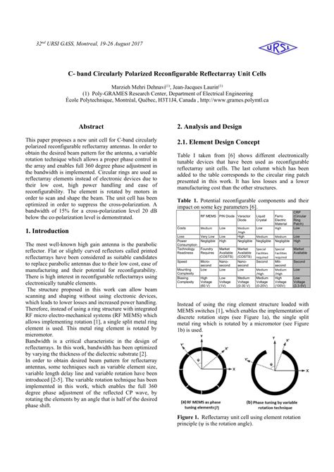 pdf c band circularly polarized reconfigurable reflectarray unit cells