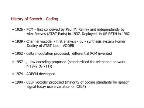 Ppt Speech And Audio Coding Powerpoint Presentation Free Download Id