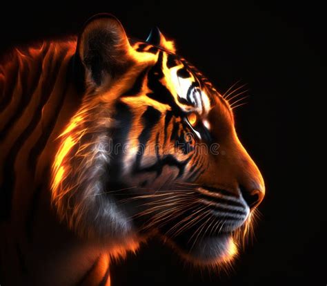 Realistic Illustration Of Tiger Face Isolated On Black Background Stock Illustration