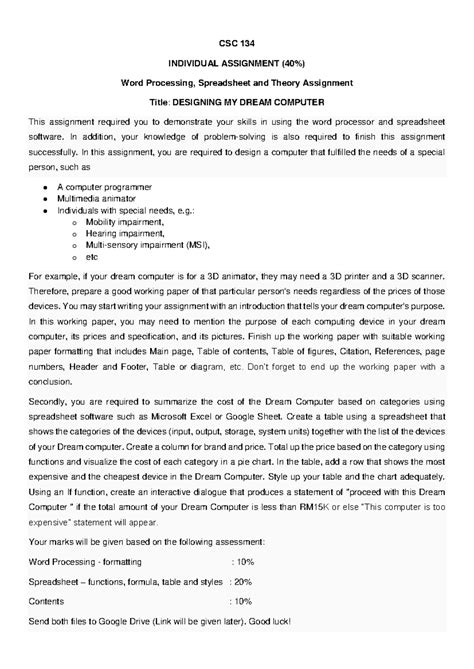 Csc134 Individual Assignment Csc 134 Individual Assignment 40 Word
