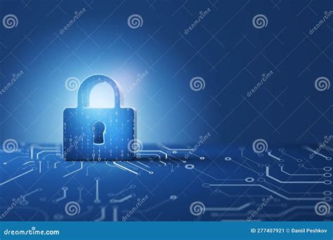 Future Technology Security And Cyber Protection Concept With Front View On Padlock Binary Code