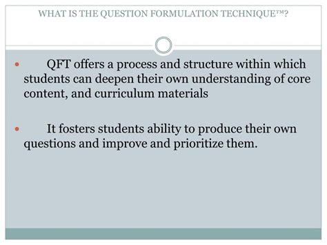 Ppt The Question Formulation Technique™ Qft™ Rightquestion Powerpoint Presentation Id 5441413