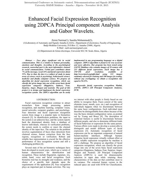 pdf enhanced facial expression recognition using 2dpca principal