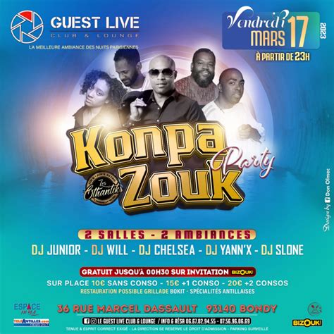 konpa zouk party entrée gratuite jusqu guest live france