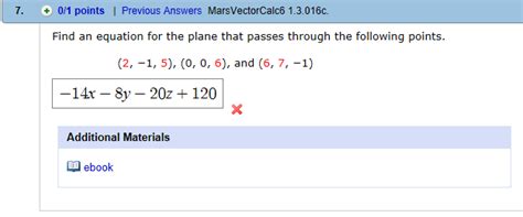 solved 7 0 1 points i previous answers marsvectorcalc6