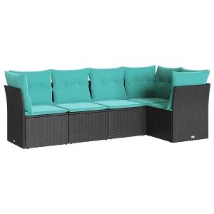 Vidaxl 5 Piece Patio Sofa Set With Cushions Black Poly Rattan Target