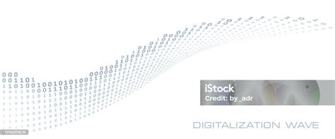 Digitalization Wave Curved Line Of Ones And Zeros Stock Illustration Download Image Now