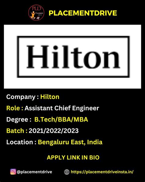 Placementdrive Insta On Linkedin 🚀 Join Hilton As An Assistant Chief