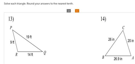 [answered] solve each triangle round your answers to the nearest tenth