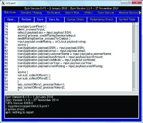 Syntax Check For The Promela Model Of Lcs Download Scientific Diagram