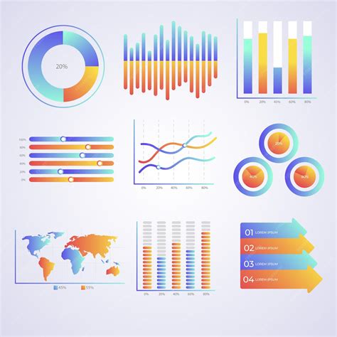 Infographic Element Collection Chart Gradient Premium Vector