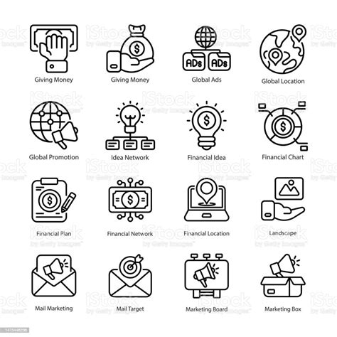 디지털 마케팅 벡터 개요 아이콘 디자인 그림입니다 흰색 배경에 디지털 마케팅 기호 Eps 10 파일 세트 3 0명에 대한 스톡 벡터 아트 및 기타 이미지 Istock