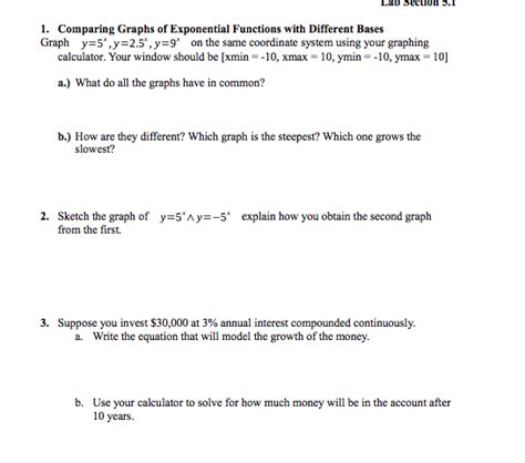Solved Comparing Graphs Of Exponential Functions With Chegg