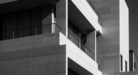 Modern Architectural Structure Featuring Geometric Concrete Forms And Sharp Angles Stock
