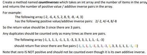 solved need help creating a method name countinverses below