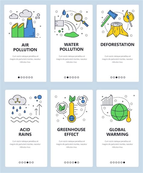 Premium Vector Vector Web Site Linear Art Onboarding Screens Template Global Warming And