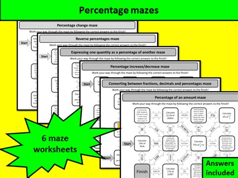 Percentage Mazes Teaching Resources
