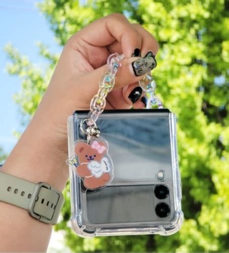 무지개 곰돌이 스트랩 갤럭시z 플립4 플립3 투명 범퍼 케이스 플립1 2 체인 손목 스트랩 젤하드 지플립4 지플립3 지플립2 제트플립4 제트플립3 제트플립 에이블리