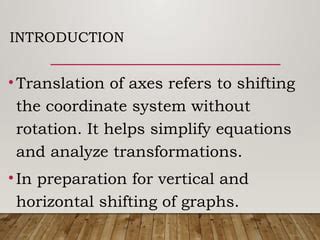 Translation Of Axes Shifting Graph Of Different Conic Pptx