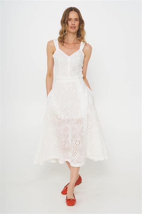 Спідниця міді з бавовни з вишивкою Natali Bolgar