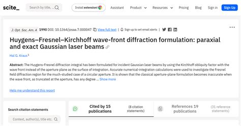 Huygensfresnelkirchhoff Wave Front Diffraction Formulation Paraxial