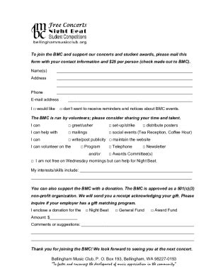 Fillable Online BMC Membership Form For Website July 2018 Fax Email Print PdfFiller