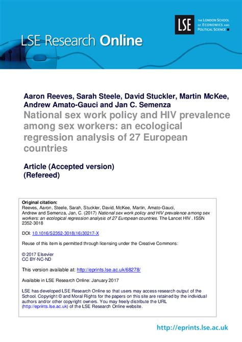 Pdf National Sex Work Policy And Hiv Prevalence Among Sex Workers An