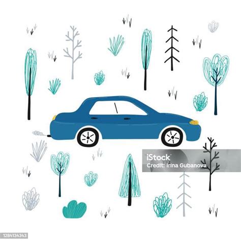만화 스타일의 자동차와 어린이 포스터 어린이 방 디자인 엽서 옷 인쇄를위한 귀여운 일러스트레이션 벡터 0명에 대한 스톡 벡터 아트 및 기타 이미지 Istock