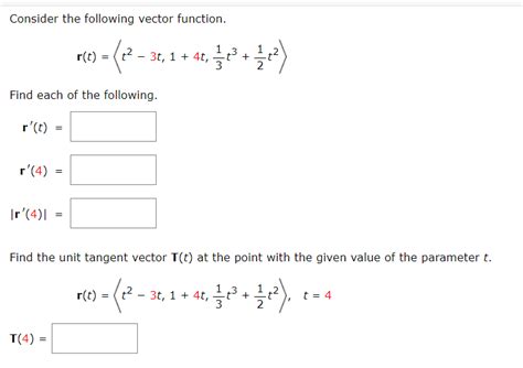 Solved Consider The Following Vector Function