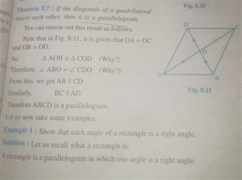 Theorem If The Diagonals Of A Quadrilateral Fig Bisect Each O