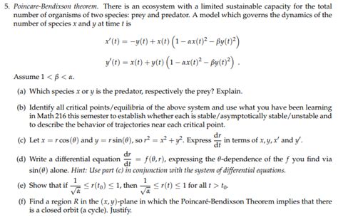 5 Poincare Bendixson Theorem There Is An Ecosystem