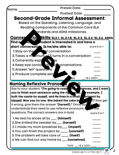 Informal Language Assessment 2nd Grade Speech Therapy Made By Teachers
