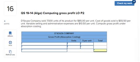 solved qs 19 14 algo computing gross profit lo p2 d souza