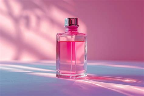 Perfume Bottle In A Pink Glass Bottle With An Angular Shape Ai