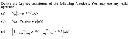 solved derive the laplace transforms of the following
