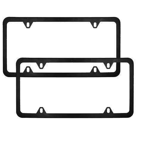 2pcs Black Stainless Steel Metal License Plate Frame Tag Cover With Screw Caps Ebay