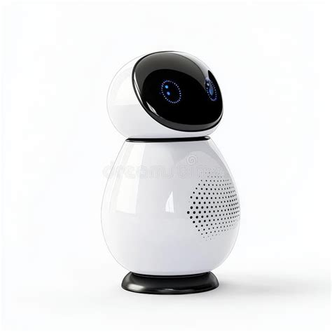 Friendly Smart Robot Assistant With Round Shape And Blue Eyes For Home