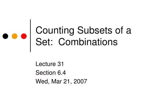 Ppt Counting Subsets Of A Set Combinations Powerpoint Presentation Free Download Id6808217