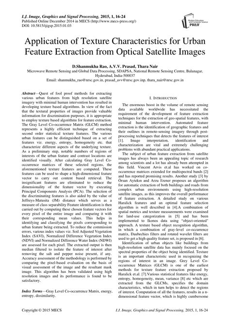 Pdf Application Of Texture Characteristics For Urban Feature Extraction From Optical Satellite