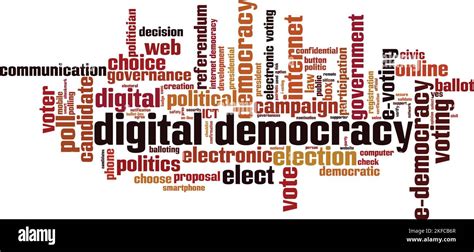 Digital Democracy Word Cloud Concept Collage Made Of Words About
