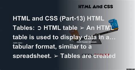 Html And Css Part 13 Html Tables Thread From Rizwan