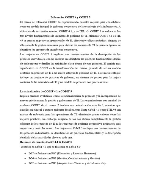 Diferencias Cobit 4 Y Cobit 5 Descargar Gratis Pdf Cobit Itil