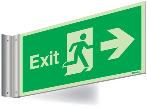 Xtra Glo Double Sided Exit Man Arrow Right Corridor Signs Seton