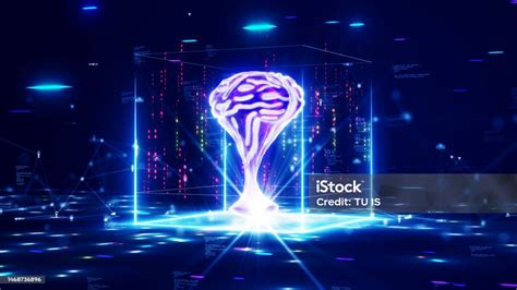 스마트 두뇌 개념 또는 인공 지능 추상 처리 칩 컴퓨터 시스템 빅 데이터 분석 기계 학습과 미래의 사이버 기술 혁신의 배경 3d 렌더링 가상현실에 대한 스톡 사진 및 기타