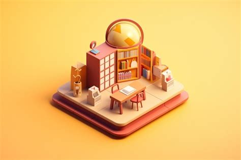 Premium Ai Image Modern School Classroom Icon 3d