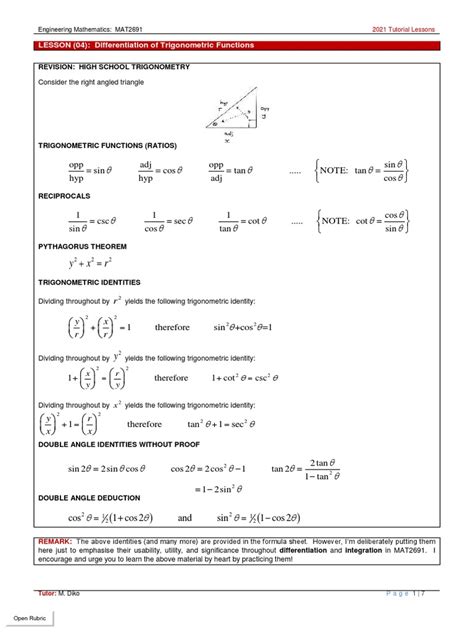 lesson 04 differentiation of trigonometric functions pdf