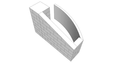 Cmu Raked Wall And Brick Radius W Glass Block Panel 3d Model