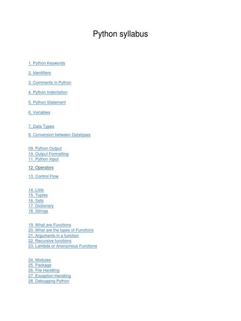 Python Syllabus 12 Operators Pdf