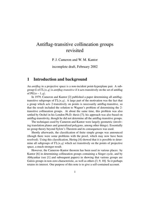pdf antiflag transitive collineation groups revisited